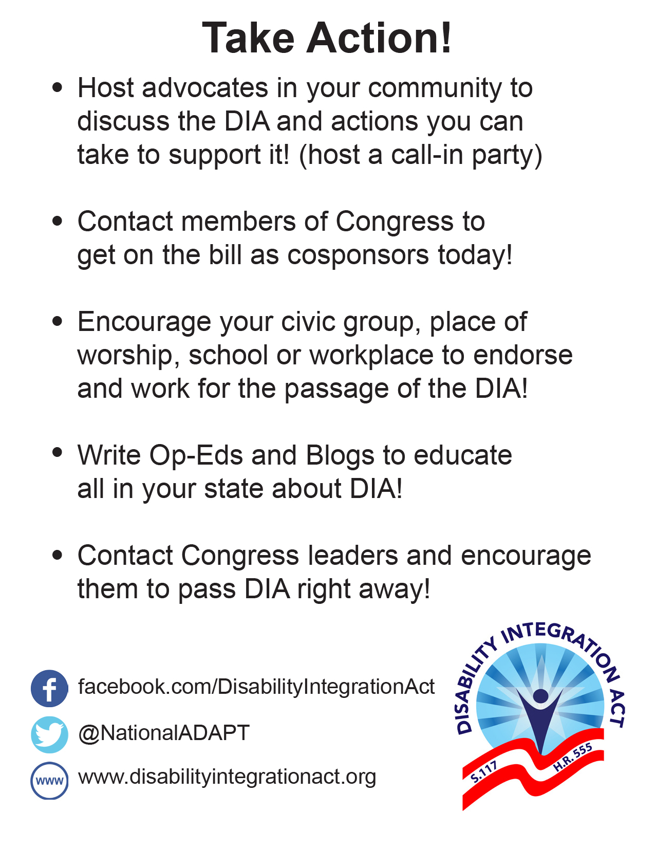DIA Postcard - Disability Integration Act
